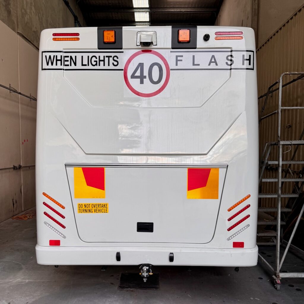 TS150 Large School Bus 40Km/h & When Lights Flash signage kit - Safebus