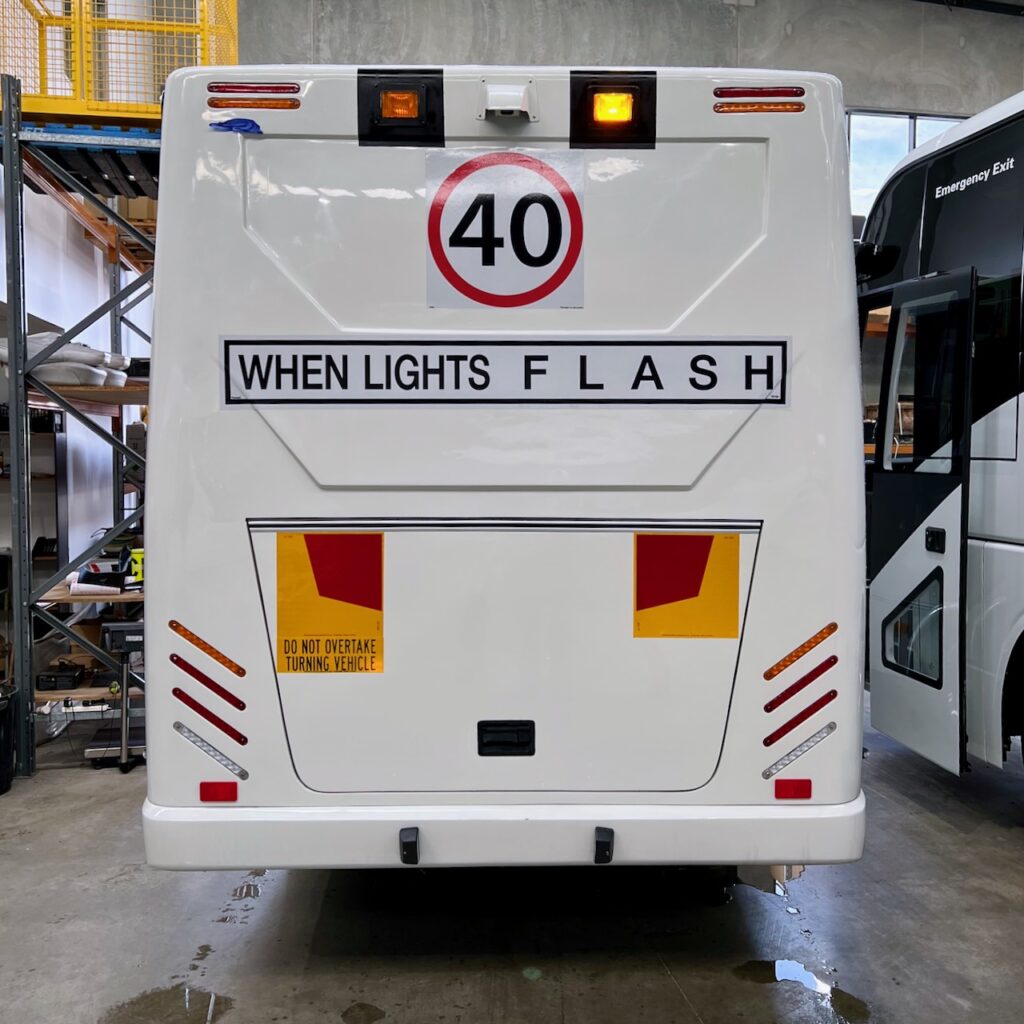 TS150 Large School Bus 40Km/h & When Lights Flash signage kit - Safebus