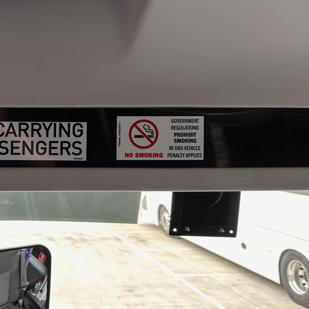 No Smoking sticker with text 150x80mm | Safebus
