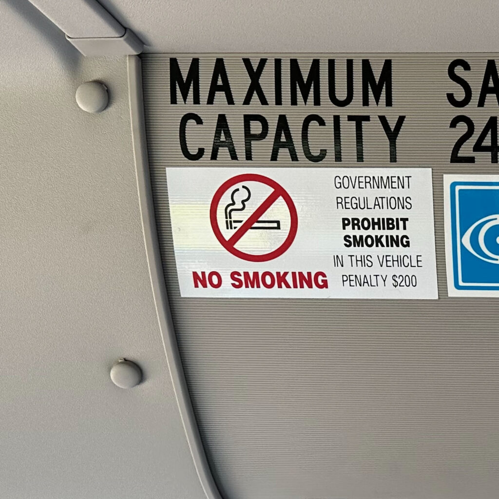 No Smoking sticker with text 150x80mm | Safebus